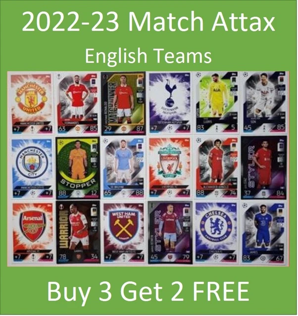 2022-23 MATCH ATTAX Soccer Cards UEFA Base Cards English Teams Buy 3 ...