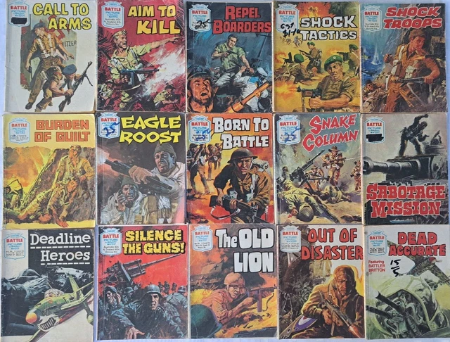 15 VINTAGE BATTLE Picture Library War Comics - Fleetway 1975 "Dead ...