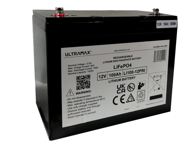 ULTRAMAX 12V 100AH Lithium Phosphate LiFePO4 Battery - Smart Battery ...