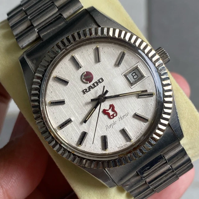 RARE RADO PURPLE Horse Silver Dial Fluted Bezel Automatic ETA Swiss ...