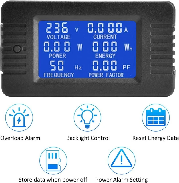 PANNELLO LCD DIGITALE Power Watt metro monitor tensione AC DC voltmetro ...