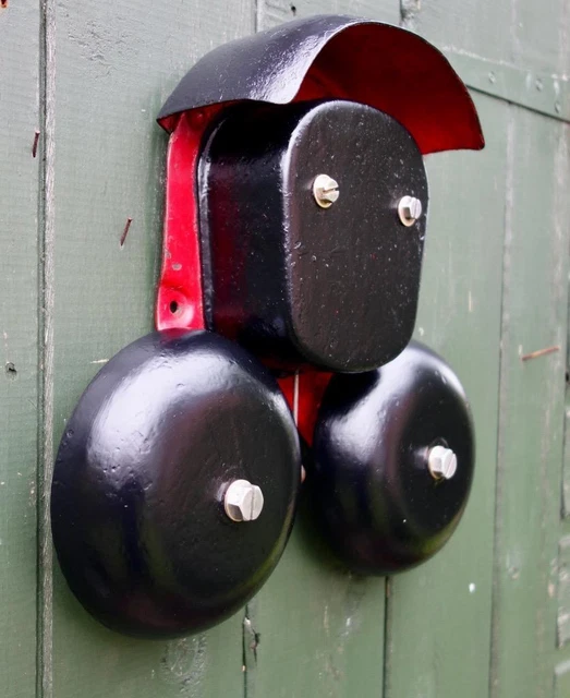 VERY LARGE VINTAGE External Gpo Bell Set Railway Telephone Bells Ringer ...