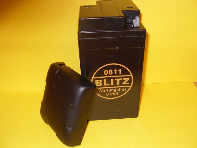 OLDTIMER-BATTERIE 6 V..12 Ah. wartungsfrei, Blitz m. Deckel 8 x 9 x 16 ...