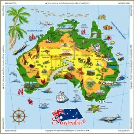 SOUVENIR TABLE CLOTH - Map of Australia $43.00 - PicClick AU