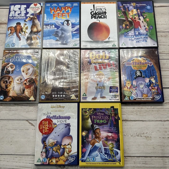 KIDS DVDS CHILDRENS Disney Ice Age Happy Feet Heffalump 10 DVD Bundle ...