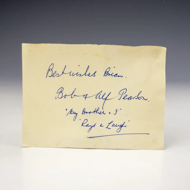 ORIGINAL BOB & Alf Pearson - Ray's A Laugh - Autograph Signed Slip £2. ...