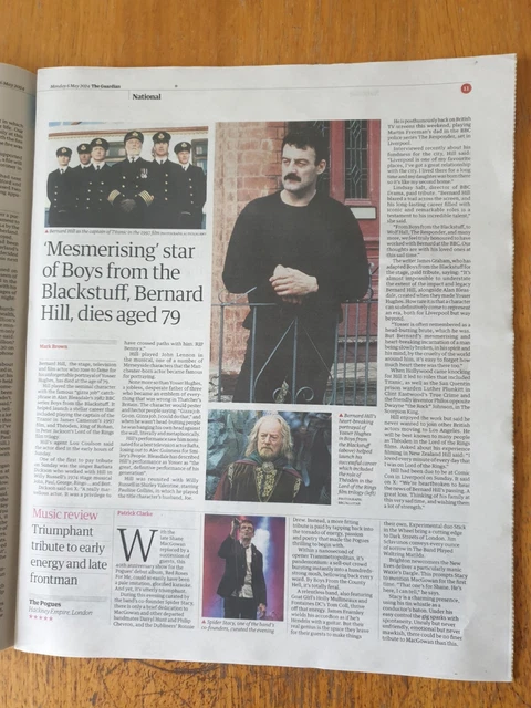 THE GUARDIAN, 6TH May 2024 - Sad Passing Of Lord Of The Rings Actor ...