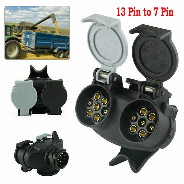 13 BIS 7-POLIGER Anhängerstecker 12N 12S Zwillings Adapter Konverter ...