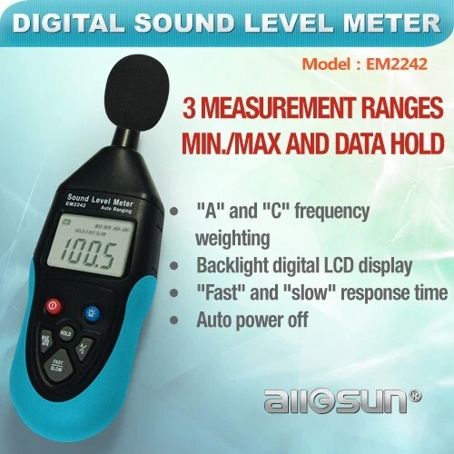 DIGITAL SOUND LEVEL Meter 30-130dB Noise Detector LCD Handheld Sonic ...
