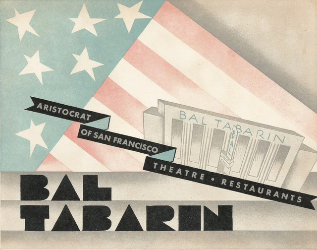 1940'S VINTAGE (NOT Repro) Bal Tabarin San Francisco Theatre Table Card ...