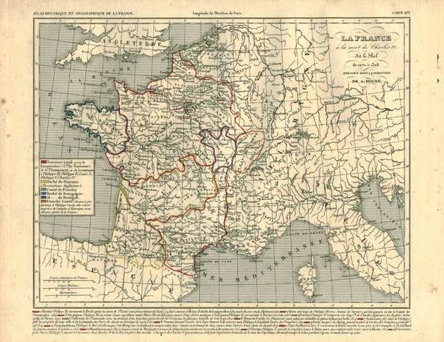 GRAVURE ANCIENNE CARTE historique et géographique XIXème issue livre ...