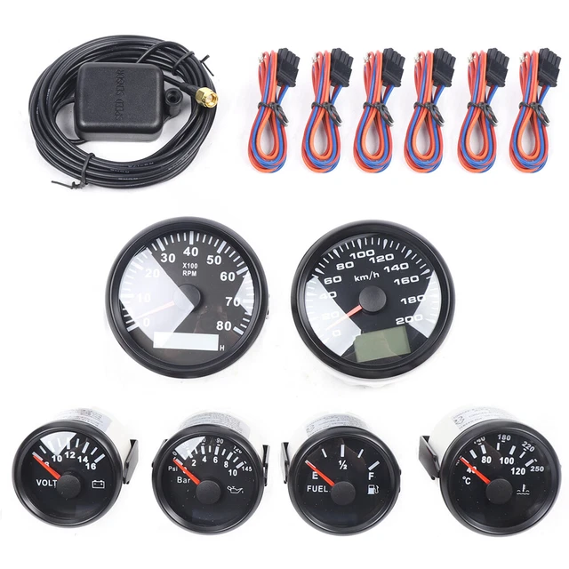 CLASSIC 6-GAUGE SET GPS Speedometer Waterproof For Car Marine Boat ...