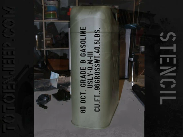 POCHOIR REUTILISABLE MARQUAGE JERRYCAN JERRICAN GAS R28 jeep willys ...
