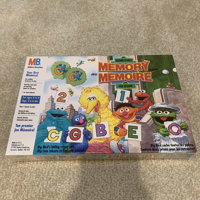 SESAME STREET MEMORY Game 72 Big Bird Tokens Tray Milton Bradley MB ...