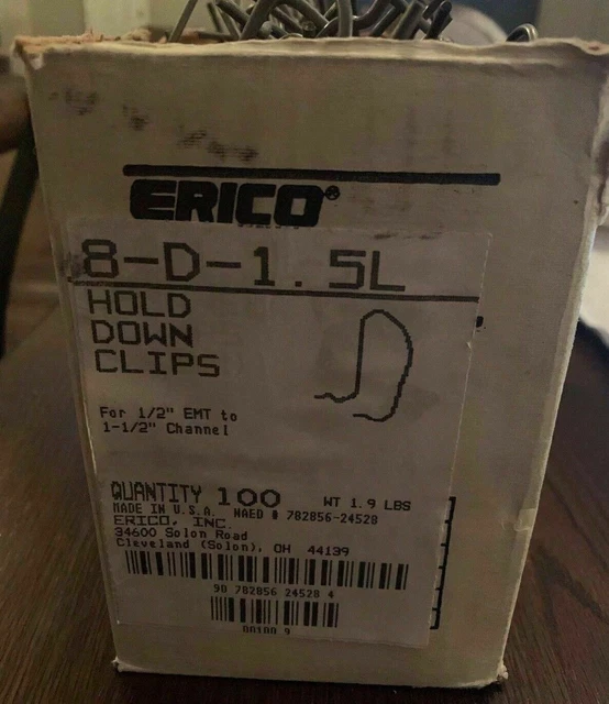 ERICO CADDY #8-D1.5L Hold Down Clips for 1/2" EMT to 1 1/2" Channel-Lot ...