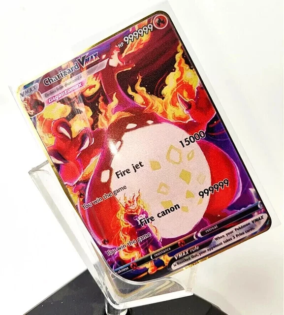 HP 999999 CHARIZARD VMAX Gold Metal Pokemon Card Collectible Gift ...
