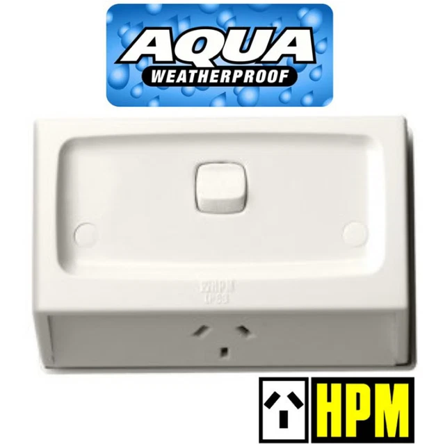 HPM AQUA WEATHERPROOF IP53 Flush Switched Powerpoint GPO Outlet Socket ...