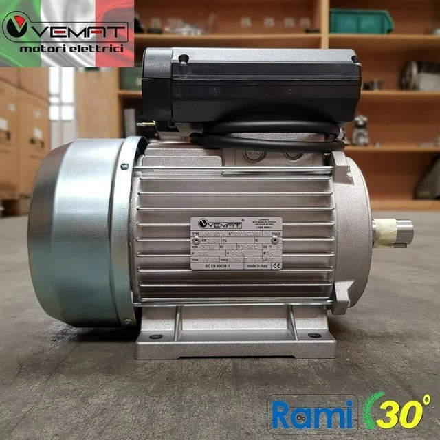 MOTORE ELETTRICO MONOFASE 1 HP 0,75 KW 2800 Giri Mec80 con Flangia B14 ...