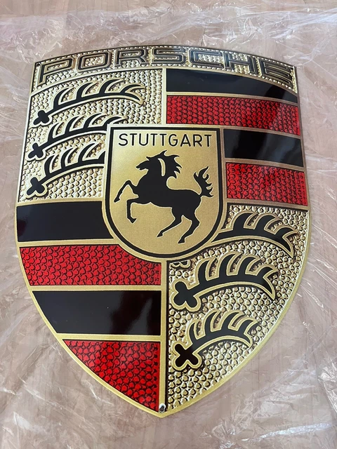 RAR ORIGINAL PORSCHE Wappen Emblem Emailleschild 40cm x 30cm Halem 2001 ...