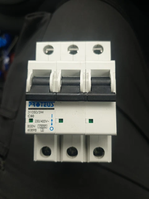 PROTEUS MCB 50 Amp Triple Pole 3 Phase Breaker Type C 50A 31050/3W £19. ... PROTEUS MCB 50 Amp Triple Pole 3 Phase Breaker Type C 50A 31050/3W £19. ...