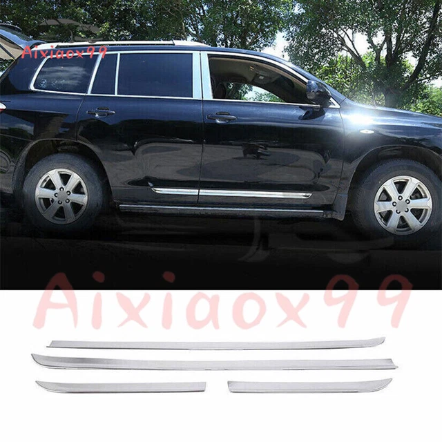 FOR TOYOTA HIGHLANDER 2008-2013 Chrome Steel Body Door Side Molding ...