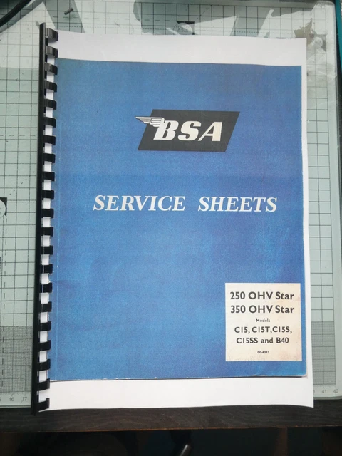 BSA C15 / B40 service sheets workshop manual C15T C15SS (single sided ...