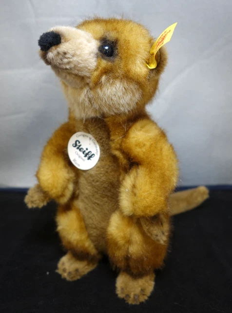 STEIFF MEERKAT RICO toy ear tag and label Germany 22cm tall £10.50 - PicClick UK