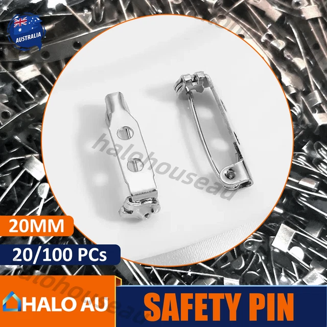 100PCS BROOCH BACKS 20mm Safety Bar Pins Crafts Catch Badge Fasteners ...