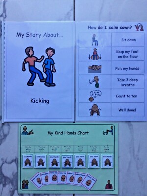 PECS PCS BOARDMAKER Kicking Social Story pack triple valeur pour ...