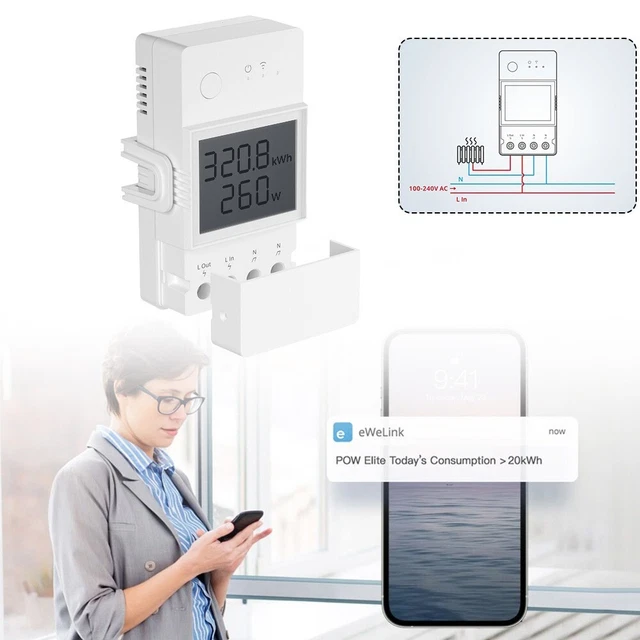 LCD SCREEN WIFI Smart Switch Power Metering for Temperature Humidity ...