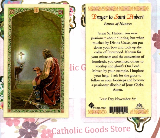ST. SAINT HUBERT with Prayer to St. Hubert -Laminated Holy Card £1.48 ...
