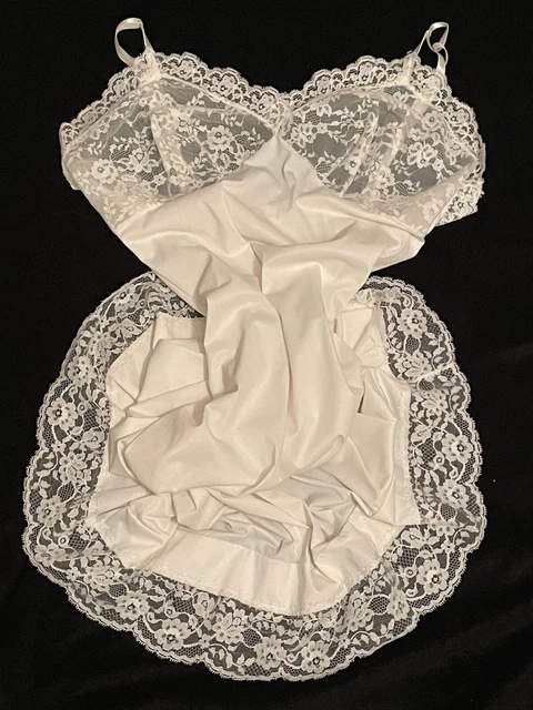 VTG VAN RAALTE LACE BUST Full Slip Dress 36 M Floral Lacy Hem 60s ...