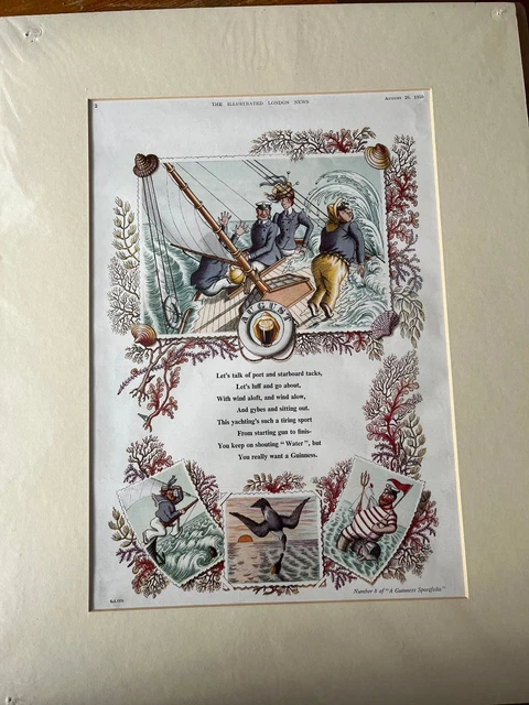 ORIGINAL VINTAGE COLOUR Advert Guinness August 26 1950 No8 Sportfolio ...