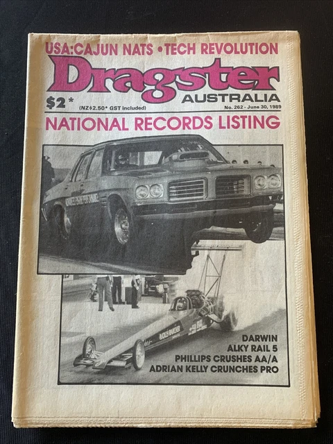 VINTAGE DRAGSTER MAGAZINE Paper Australia 1989 June Ford Holden Valiant ...