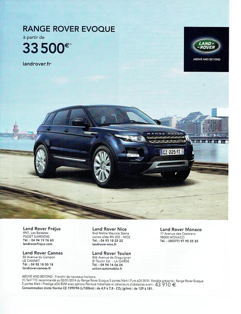 PUBLICITÉ ADVERTISING 068 2014 Land Rover le Range Rover Evoque EUR 3 ...