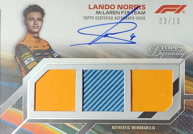 2023 TOPPS DYNASTY F1 Lando Norris /10 Triple Relic Patch Auto (McLaren ...