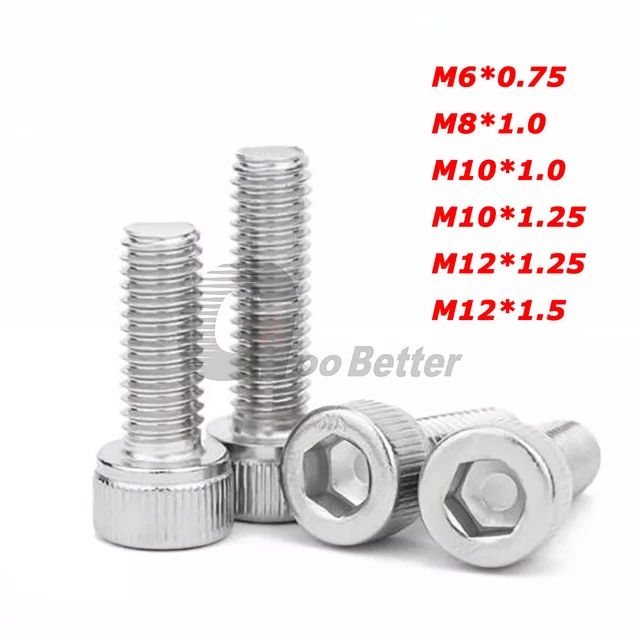 M6 M8 M10 M12 Fine Thread Socket Head Cap Screw Hex Allen Bolts A2 304 Stainless EUR 1,78 ...