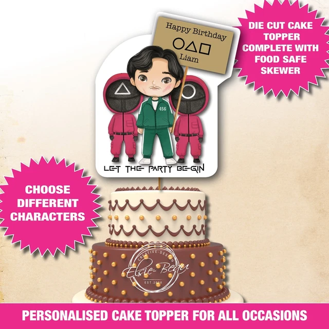 456 SQUID GAME Happy Birthday Cake Topper CHOICE OF CHARACTER ...