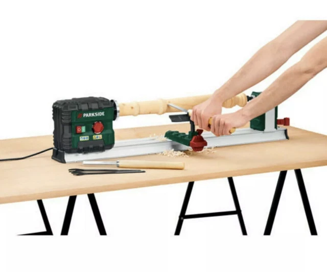 PARKSIDE WOOD TURNING Lathe With Chisels Bench Mountable 600W Incl ...