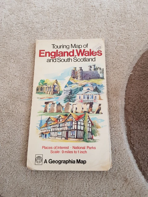 VINTAGE GEOGRAPHIA MAP - Touring Map of England, Wales & South Scotland ...