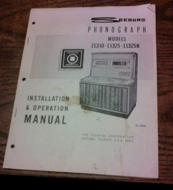 SEEBURG PHONOGRAPH MODELS LS310, LS325, LS325N Operation Manual- used ...