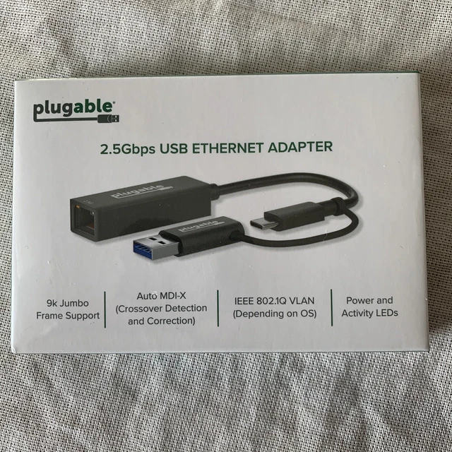 PLUGABLE 2.5G USB C and USB to Ethernet Adapter, 2-in-1 Adapter $28.00 ...