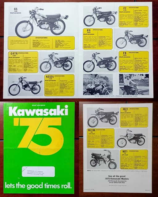 VINTAGE 1975 KAWASAKI Dual Purpose Motorcycles Sales Brochure £16.52 ...