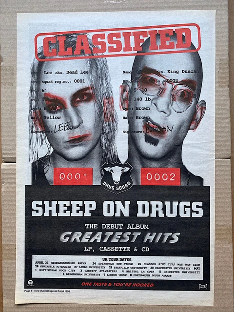 SHEEP ON DRUGS GREATEST HITS POSTER SIZED original music press advert ...