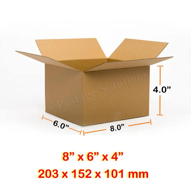8X6X4 INCHES SINGLE Wall Corrugated Cardboard Postal Mailing Boxes 8" x ...