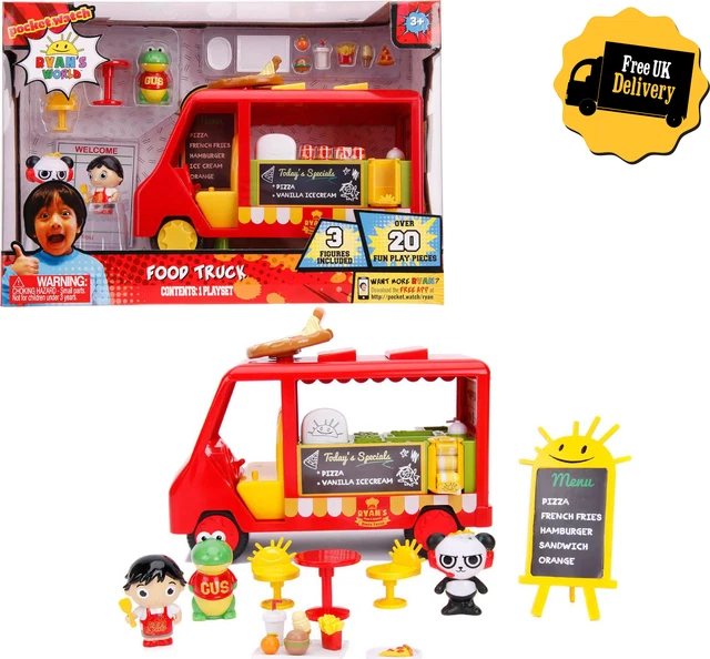 RYAN'S WORLD FOOD Truck Vehicle Toy Play Set with Action Figures ...