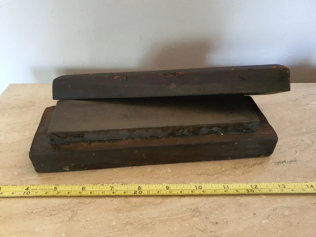 VINTAGE SHARPENING OILED Oil Stone Block In Wooden Box Honing Tool £10. ...