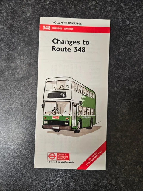 LONDON TRANSPORT TIMETABLE Bus Leaflet Watfordwide 1991 AZX2.18 EUR 4 ...