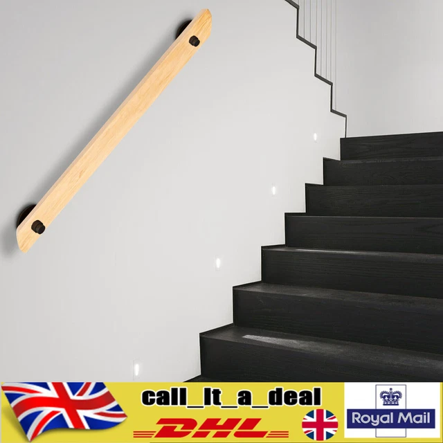 STAIR HANDRAIL SOLID Wood Staircase Grab Wall Rail Bannister Safe ...