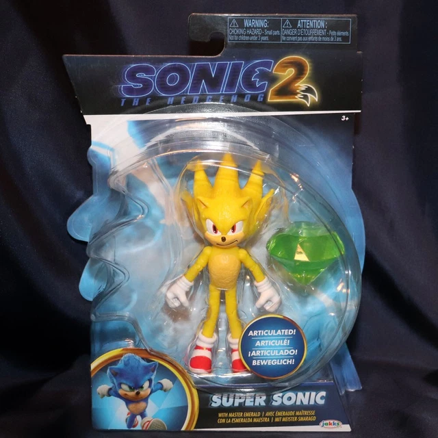 SONIC THE HEDGEHOG 2 Movie Film Super Sonic Figure with Chaos Emeralds ...
